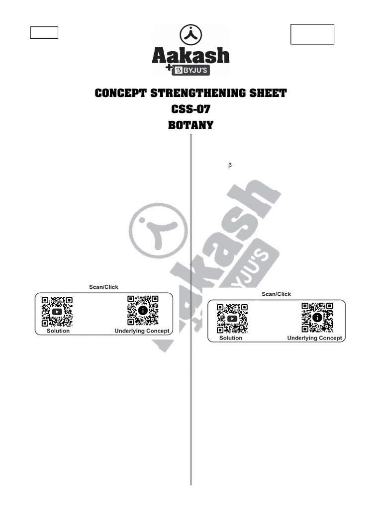 Concept Strengthening Sheet (CSS-07) Based On AIATS-07 (TYM) - Botany | PDF | Electron Transport ...