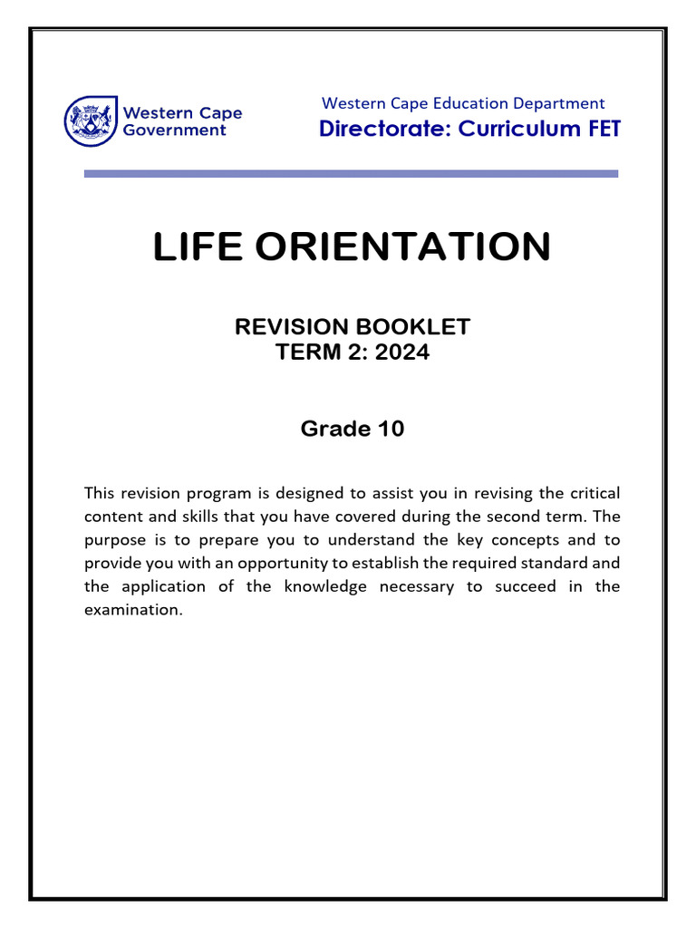 Grade 10 Life Orientation Term 2 Revision | PDF | Learning | Reason