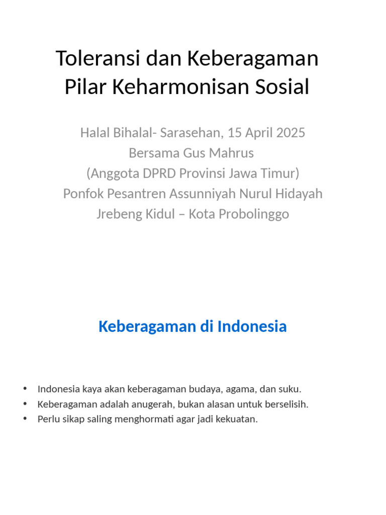 Toleransi Dan Keberagaman | PDF