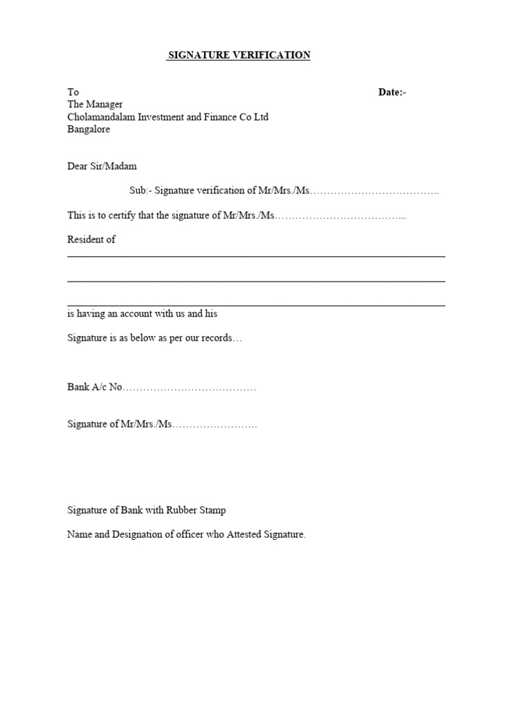 Signature Verification Form | PDF