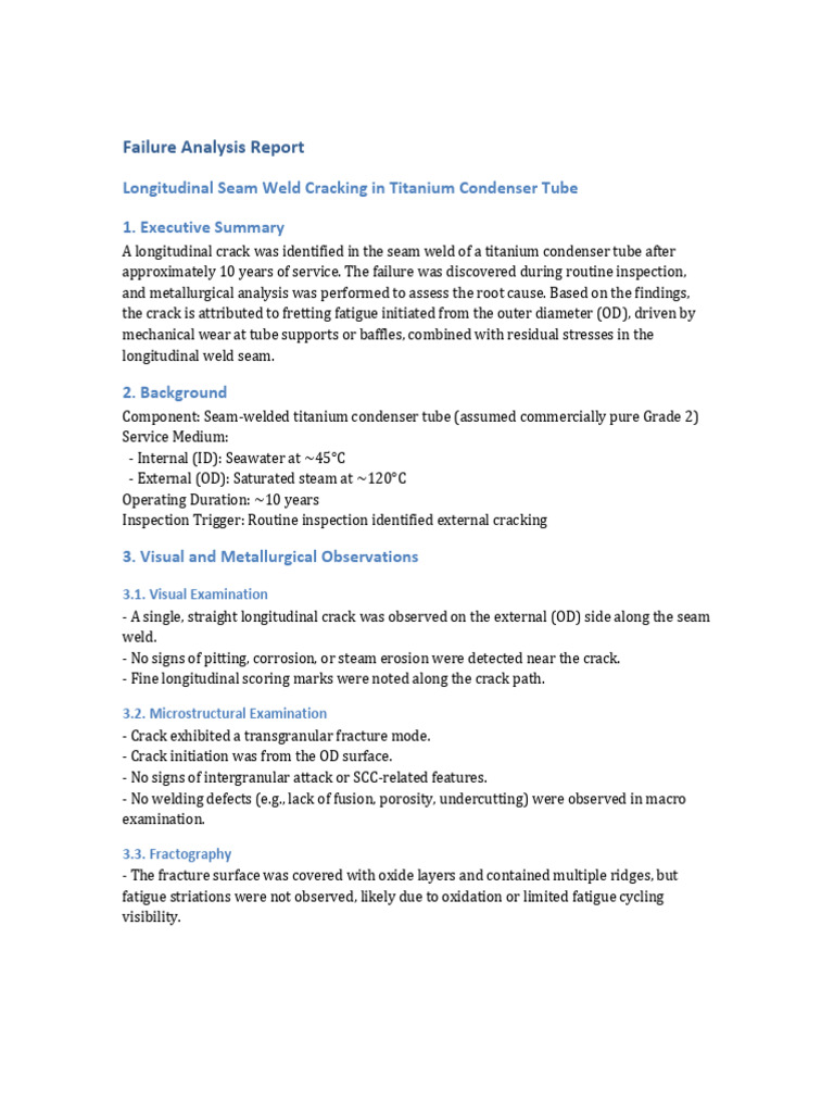 Titanium Tube Failure Analysis | PDF | Fatigue (Material) | Fracture