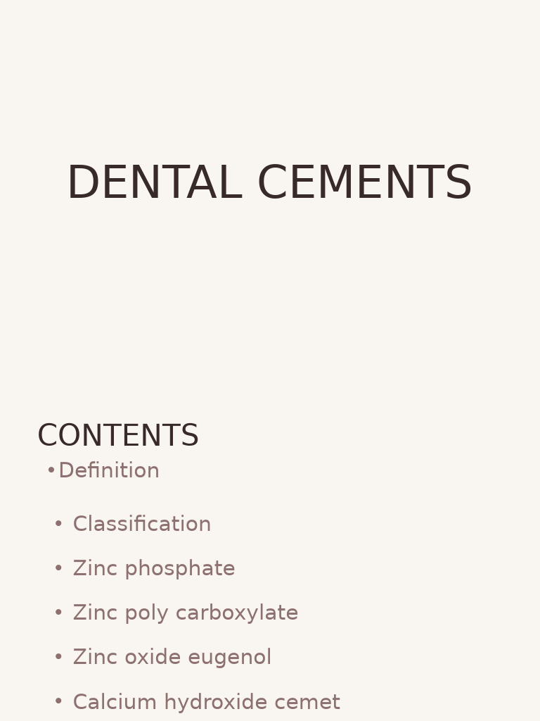 Dental Cements | PDF | Chemistry | Physical Sciences