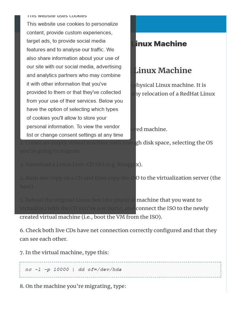 How To Virtualize A Physical Linux Machine | PDF | Software | Operating System Technology