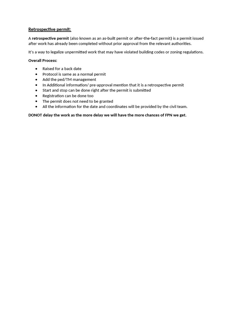 Understanding Retrospective Permits | PDF