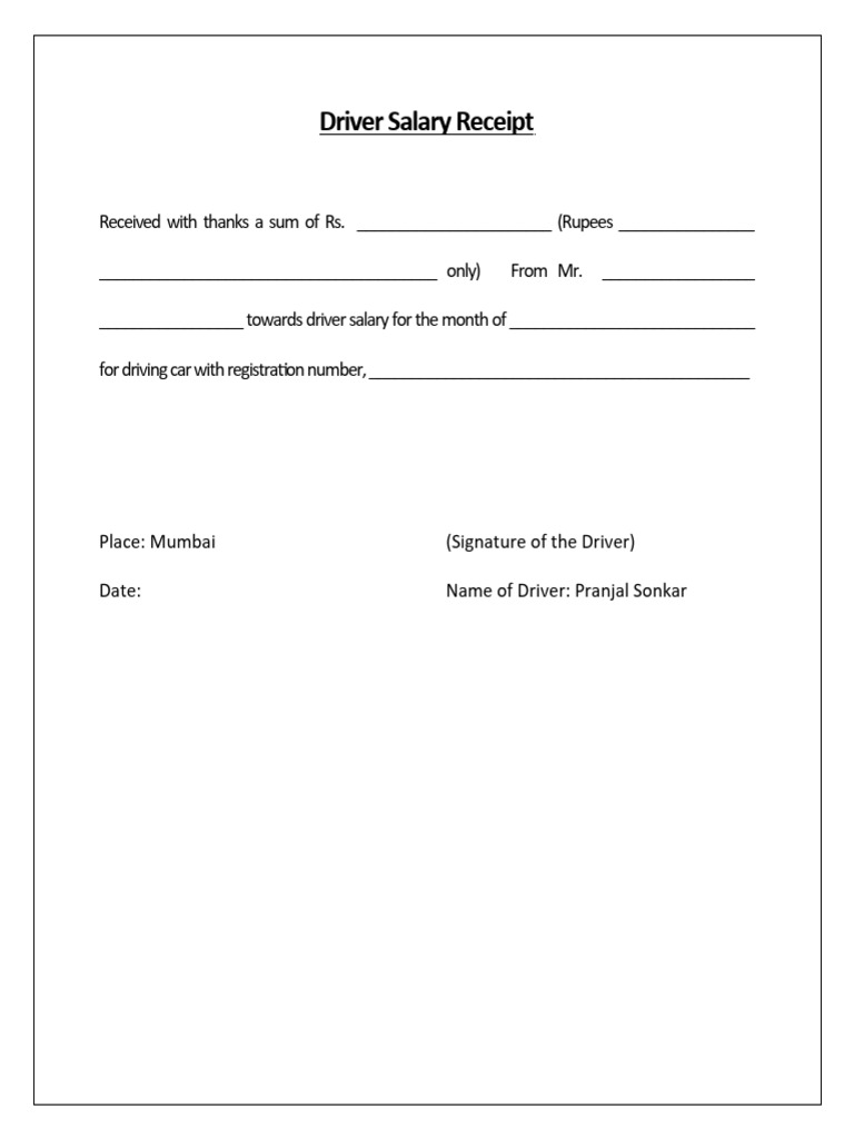 Driver Salary Receipt | PDF