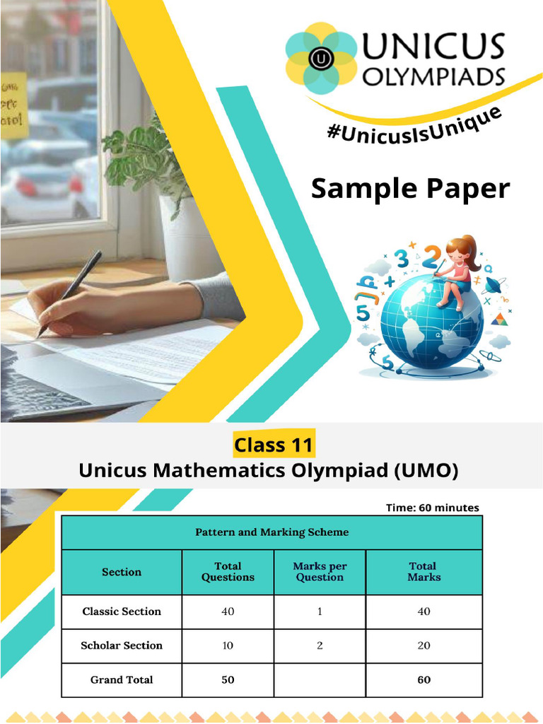 UMO Sample Paper For Class 11 | PDF | Circle | Area