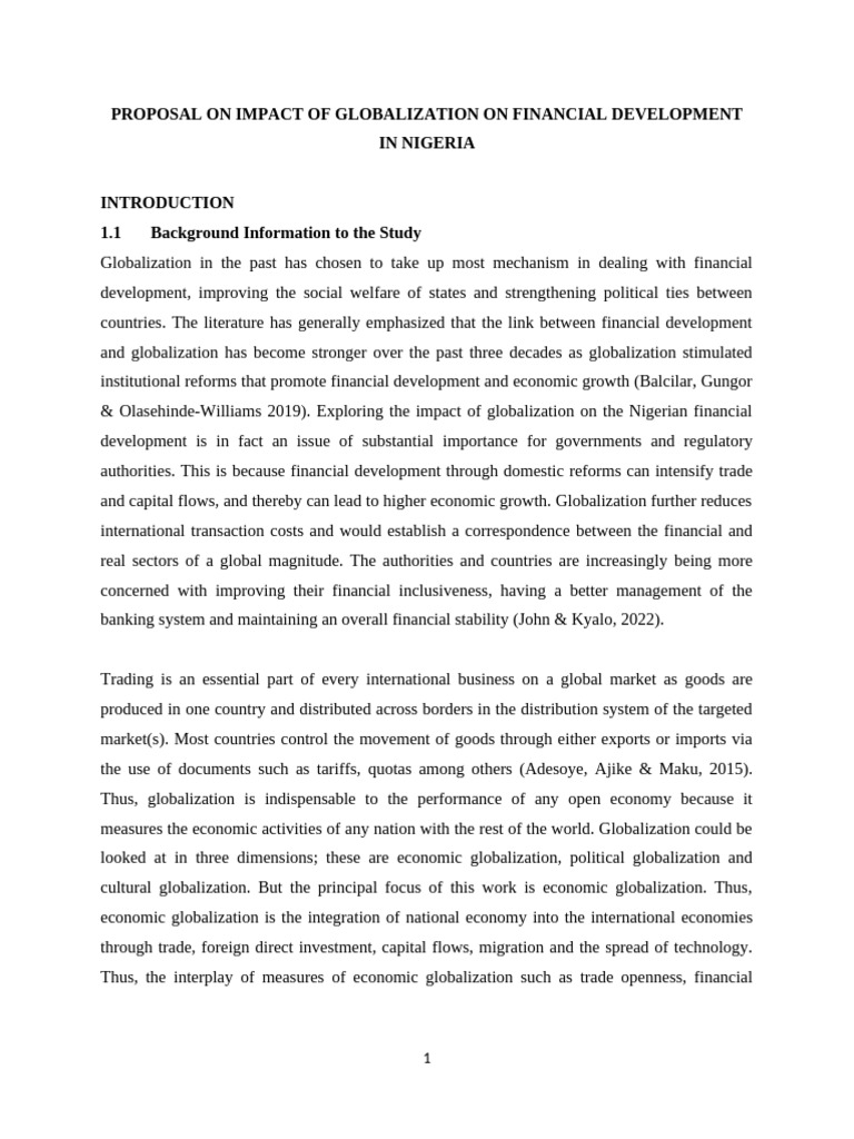 Obrogo Victor Proposal | PDF | Globalization | Economies