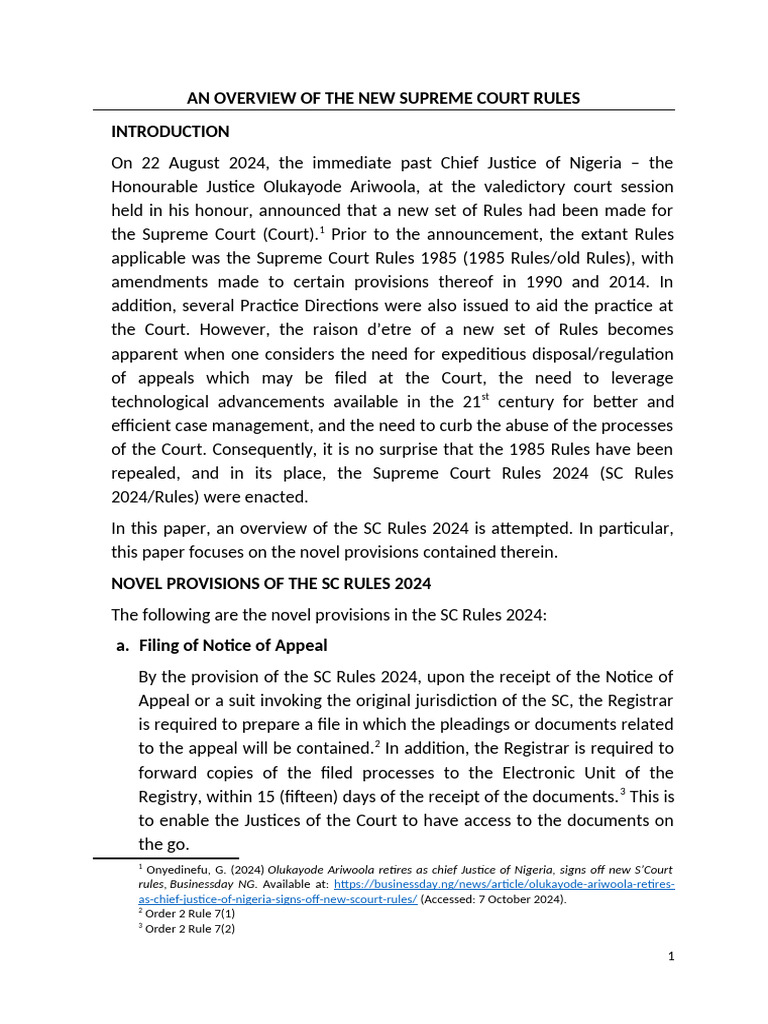 Overview of Supreme Court Rules 2024 | PDF | Appeal | Supreme Court Of ...