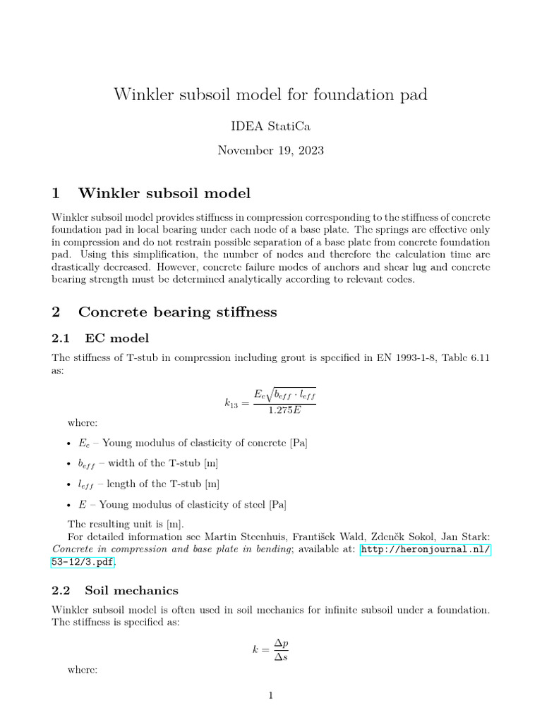 Foundation Pad-Winkler Subsoil Model | PDF | Stiffness | Elasticity ...