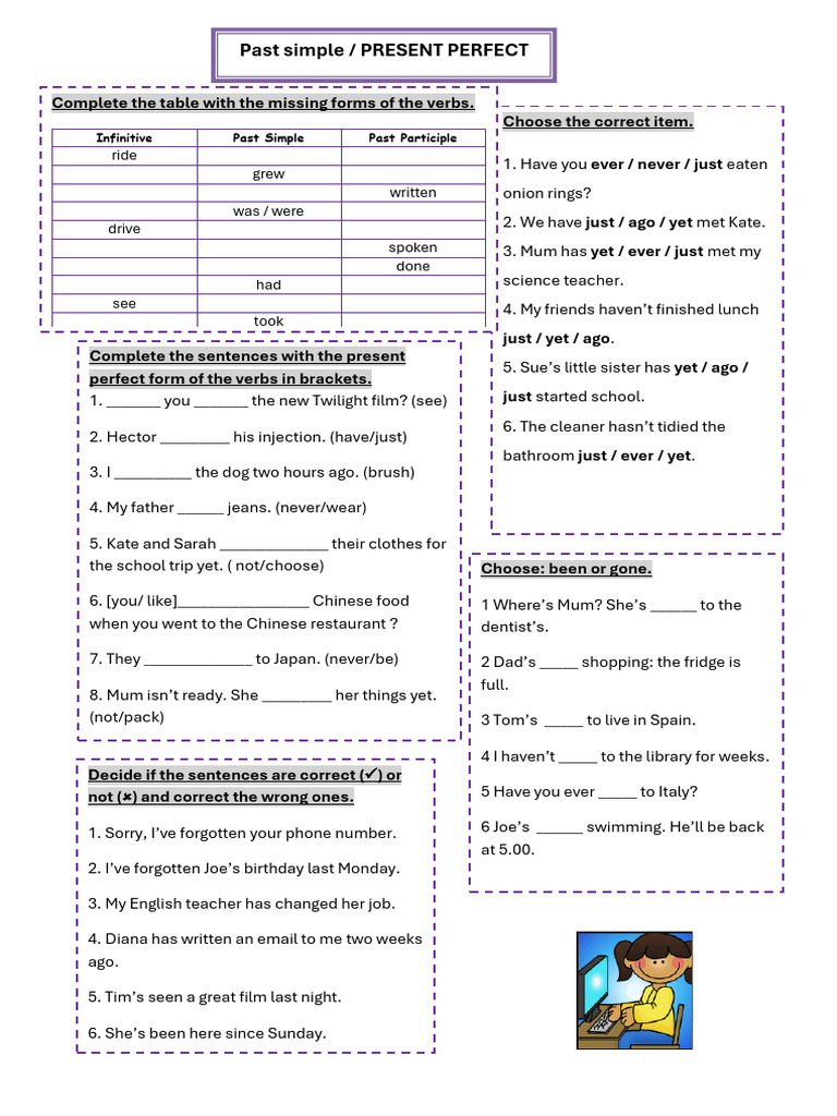 Past Simple - Present Perfect - Reading Comprehension Texts | PDF ...