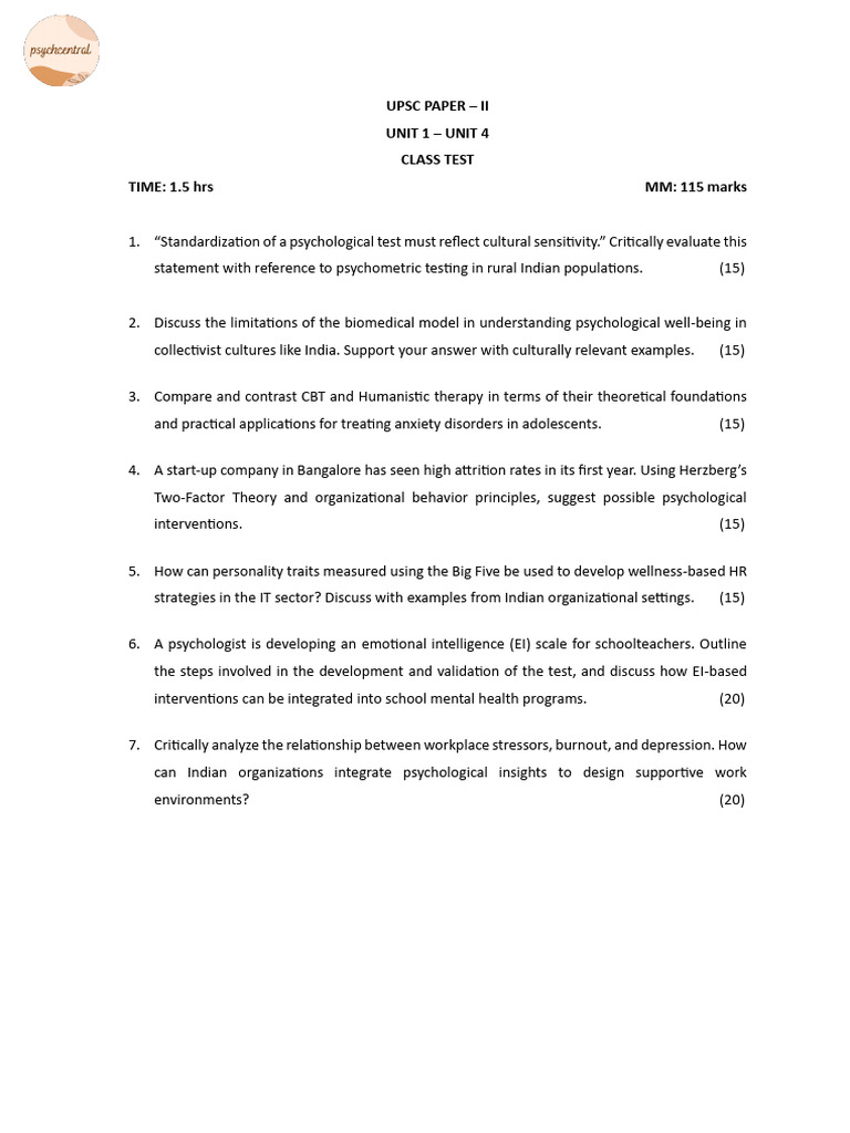 Unit 1 - Unit 4 Mock Test | PDF