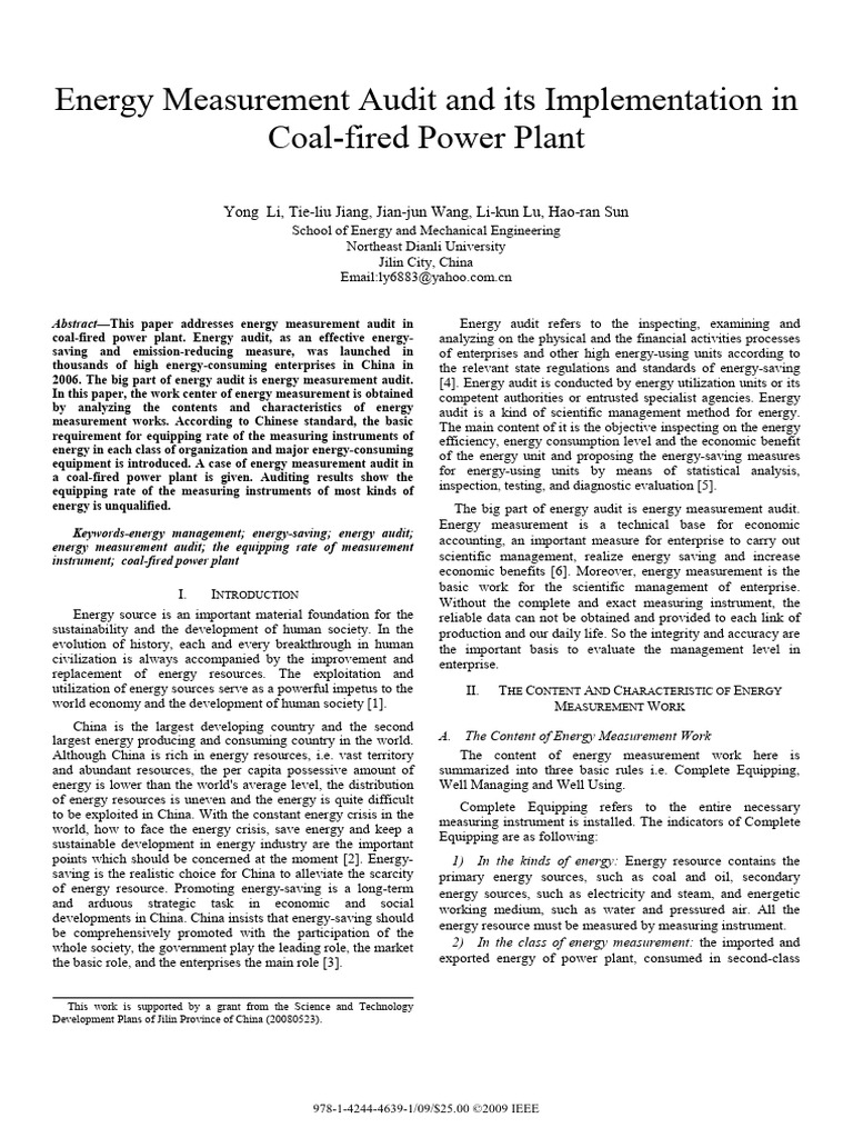 IEEE-Energy Measurement Audit | PDF | Energy Conservation | Power Station