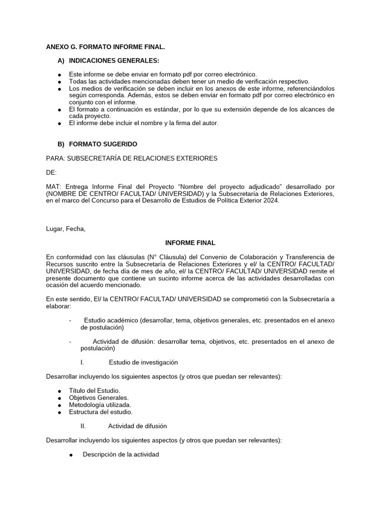 Formato Informe Final Proyecto 2024 | PDF