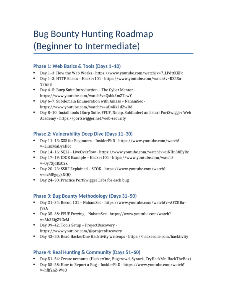 Bug Bounty Hunting Roadmap | PDF