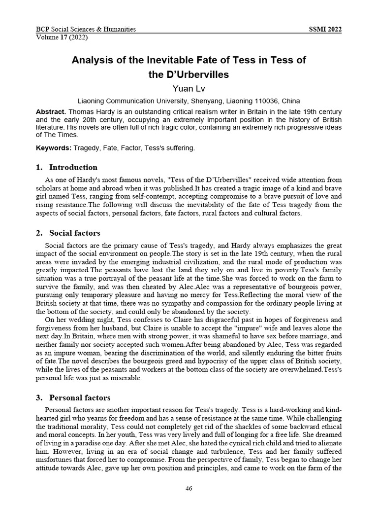 Tess's Tragic Fate in Hardy's Novel | PDF | Tess Of The D'urbervilles