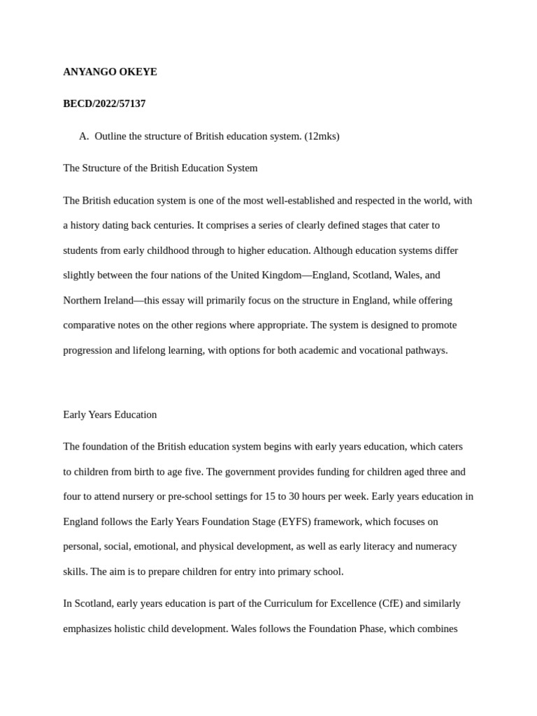 ANYANGO OKEYE Comparative Education | PDF | Academic Degree ...