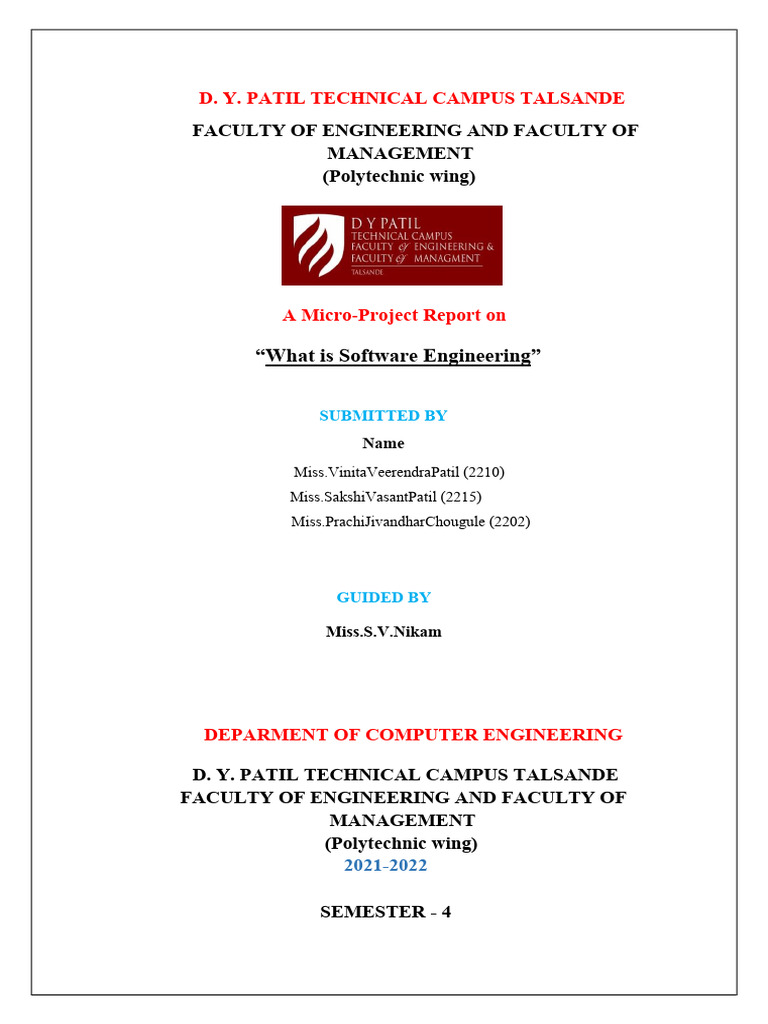 Micro-Project on Software Engineering | PDF