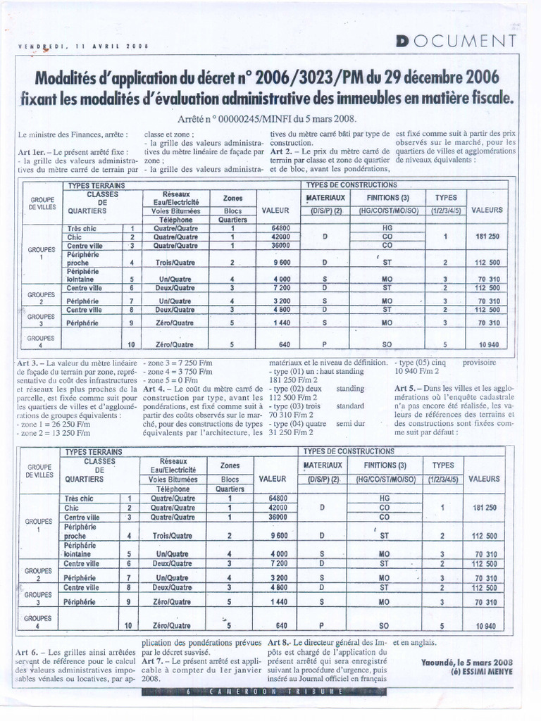 Evaluation administrative des immeubles_grille | PDF