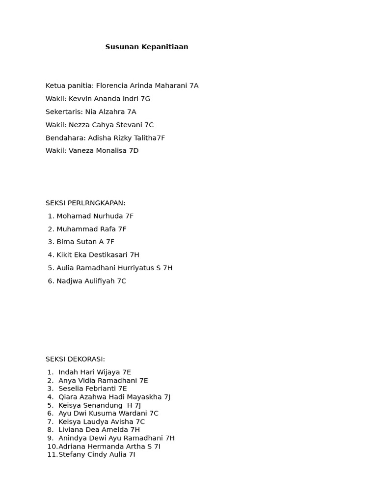 Susunan Kepanitiaan | PDF