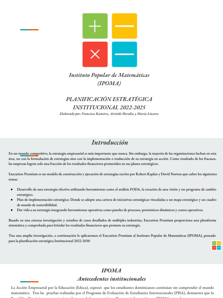 Planificación Estratégica IPOMA 2022-2025 | PDF | Planificación ...
