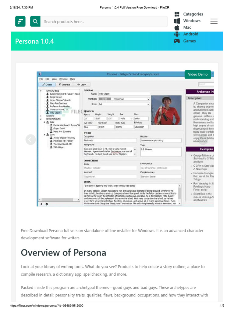 Persona 1.0.4 Full Version Free Download - FileCR | PDF | Microsoft ...