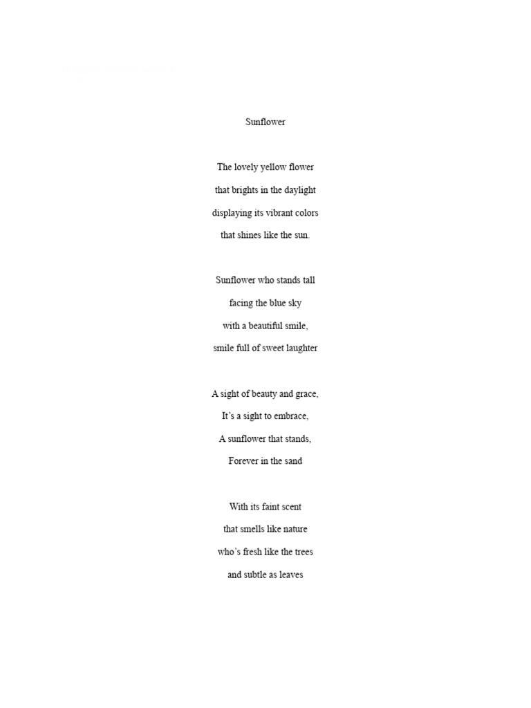 Vibrant Sunflower Poem | PDF