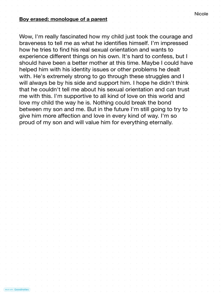 Boy erased monologue parent | PDF