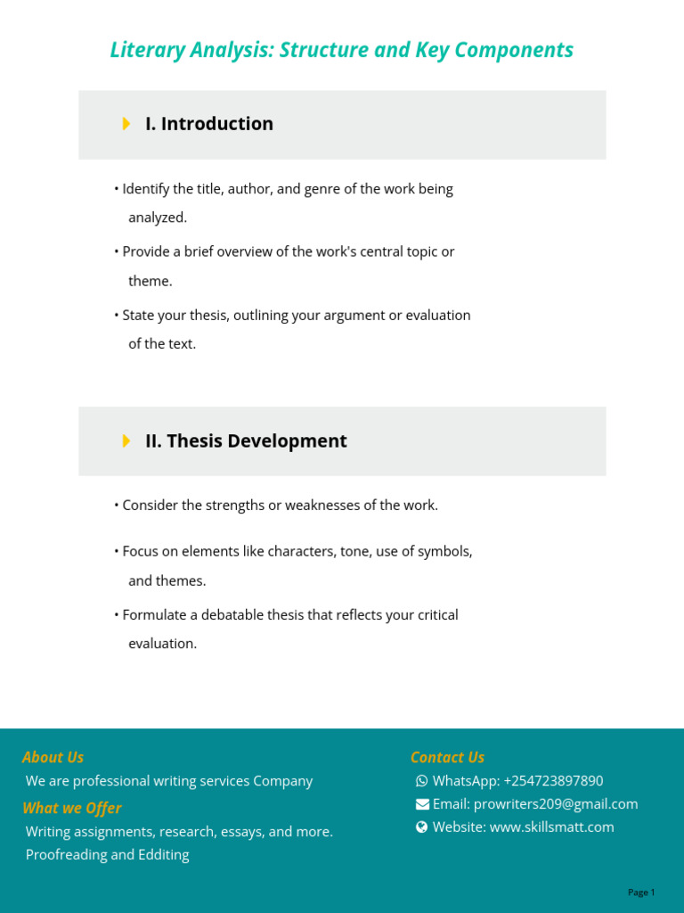 Literary Analysis Structure and Key Components | PDF | Essays | Human ...