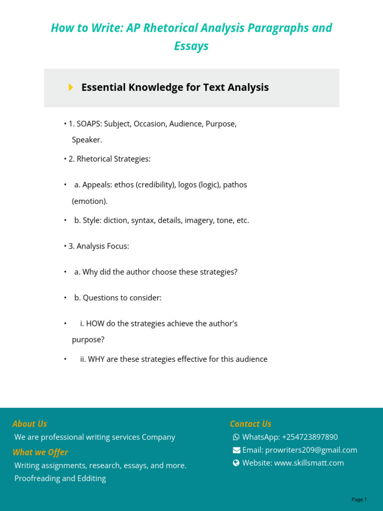 How to Write AP Rhetorical Analysis Paragraphs And | PDF