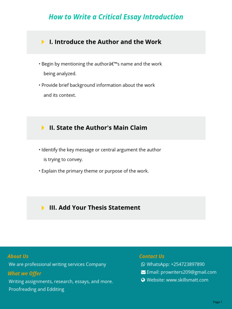How To Write A Critical Essay Introduction | PDF