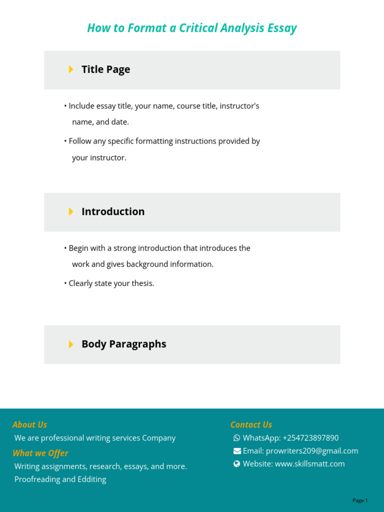 Formatting a Critical Analysis Essay Guide | PDF