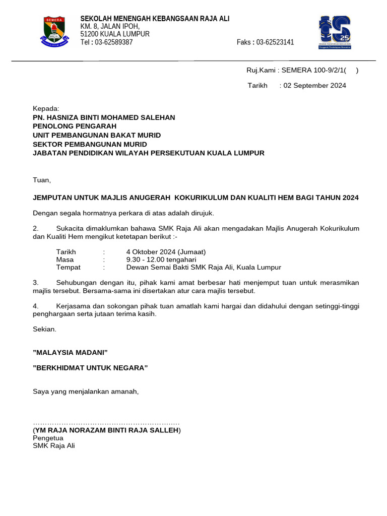 Surat Jemputan Perasmi 2 - 2024 | PDF