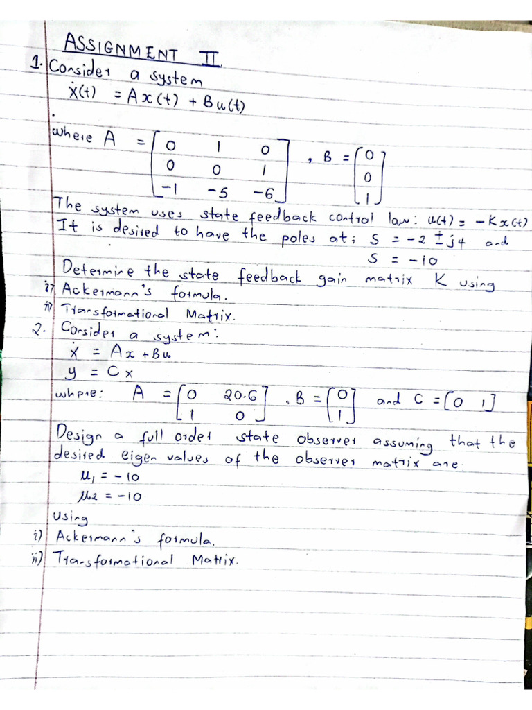 Control Ii .Assignment 2 | PDF