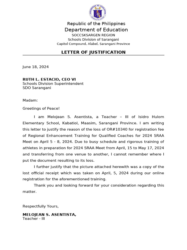 Letter of Justification | PDF