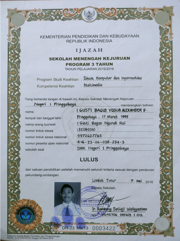 Ijasah IGUSTI BAGUS | PDF