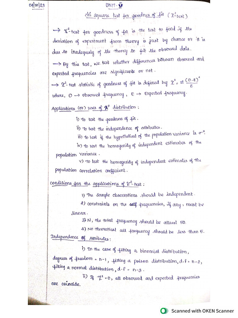 Unit - 5 Statistics For Engineers | PDF