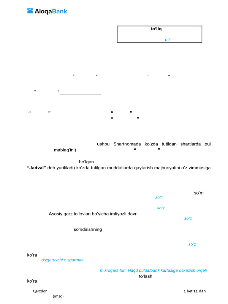 2.1. Mikro Arz Shartnomasi | PDF
