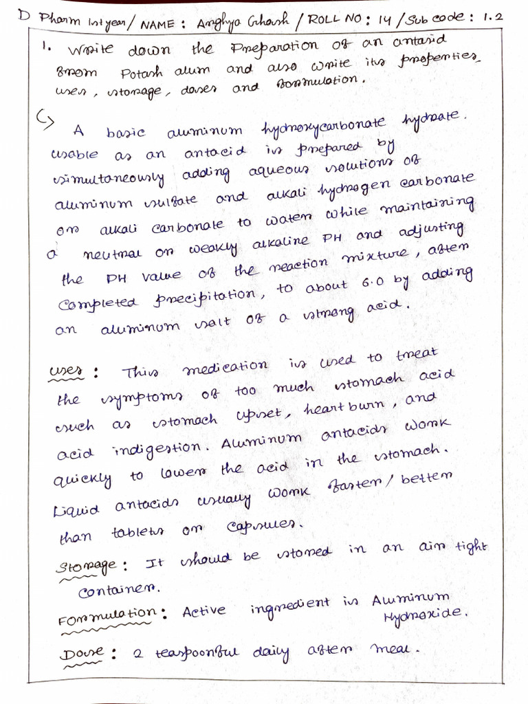 Antacid in Pharmaceutical Chemistry | PDF