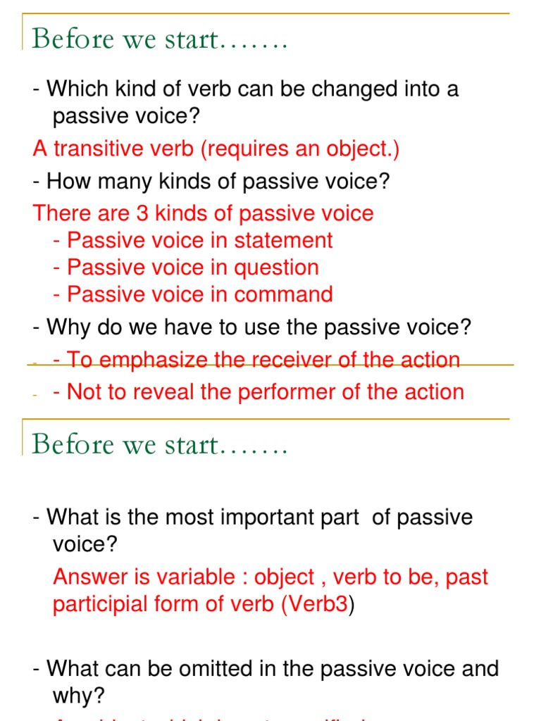 Passive Voice Presentation | Subject (Grammar) | Verb