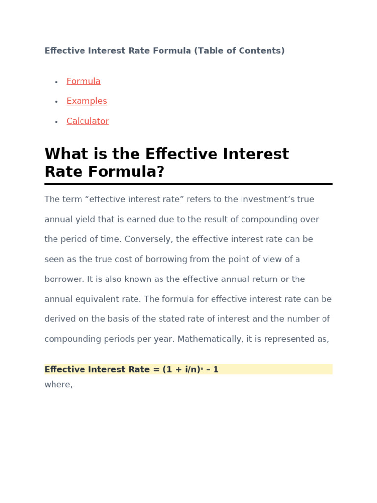Effective Interest Rate Formula | PDF | Interest | Interest Rates