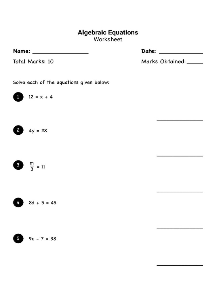 11 Plus Maths Algebraic Equation | PDF