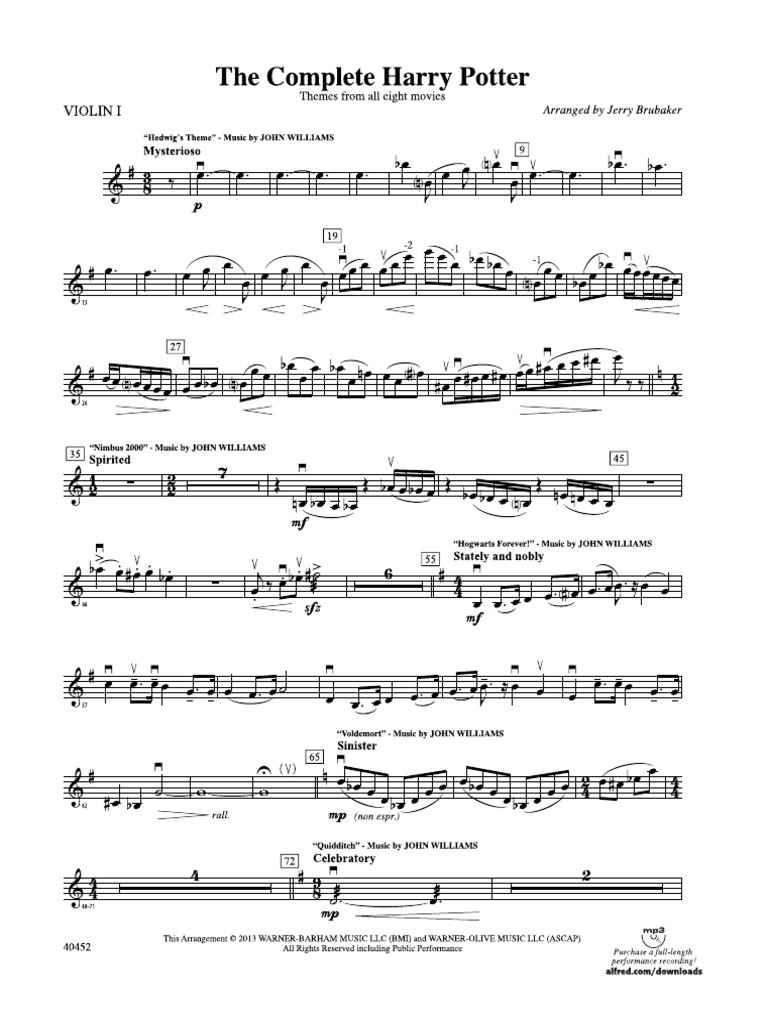 The Complete Harry Potter - 1st Violin | PDF