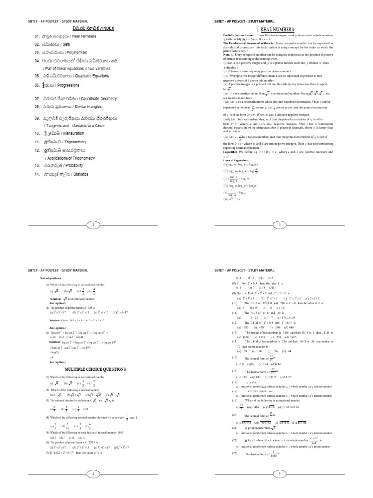 Study Meterial ENGLISH - MEDIUM | PDF | Set (Mathematics) | Numbers