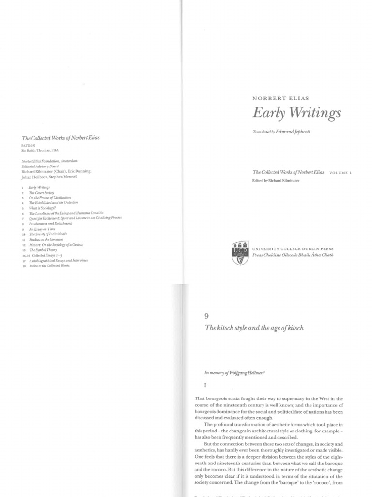 Norbert Elias - The Kitsch Style and The Age-Of Kitsch | PDF