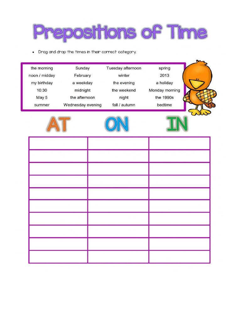 Prepositions of Time AT - ON - IN | PDF