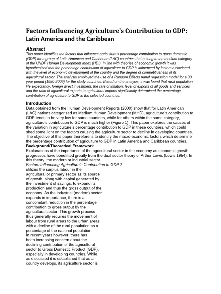 Factors Influencing Agriculture | PDF | Gross Domestic Product | Inflation