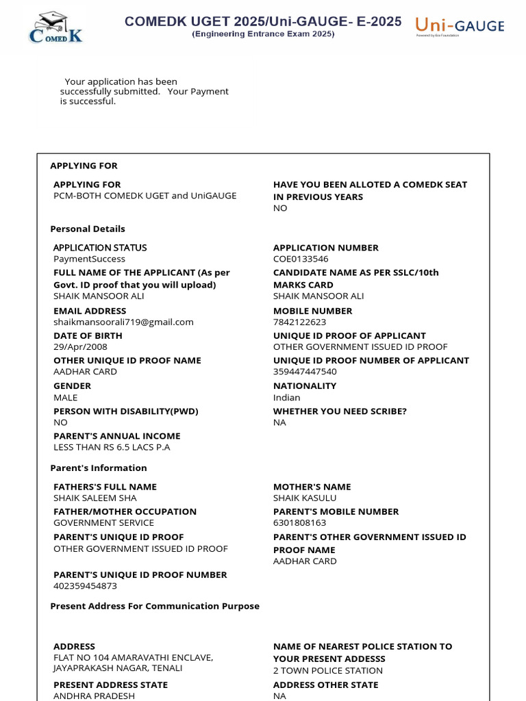 Comedk and Uni-Gauge Uget 2022 | PDF | Justice | Crime & Violence