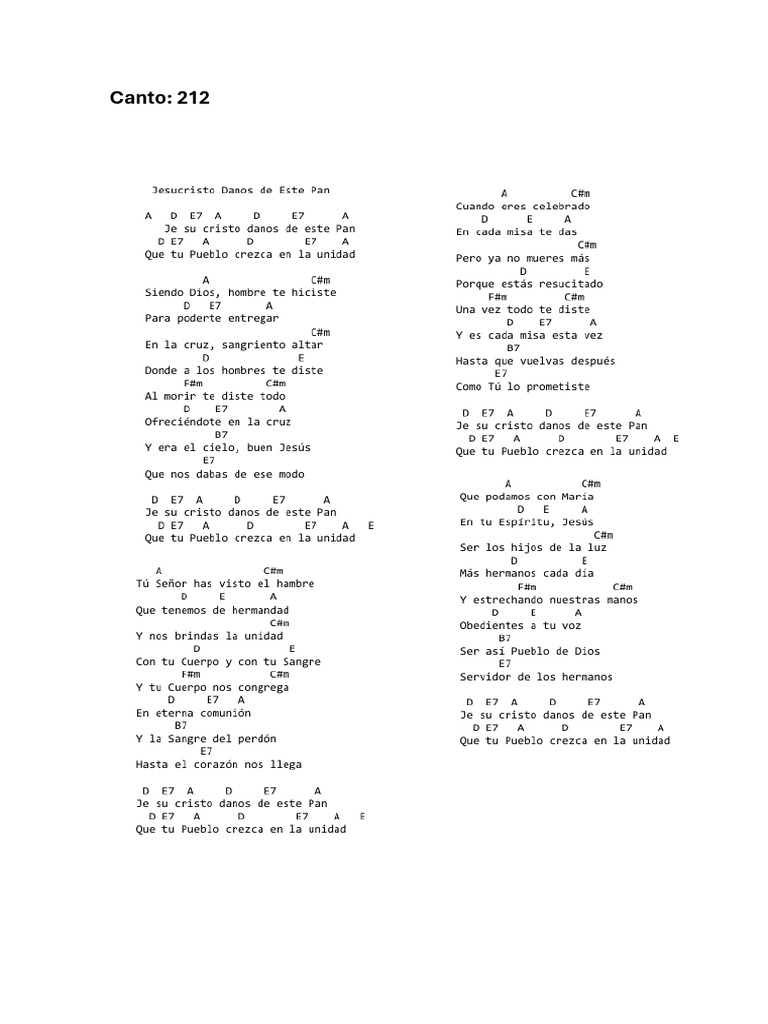 Jesucristo Danos de Este Pan | PDF