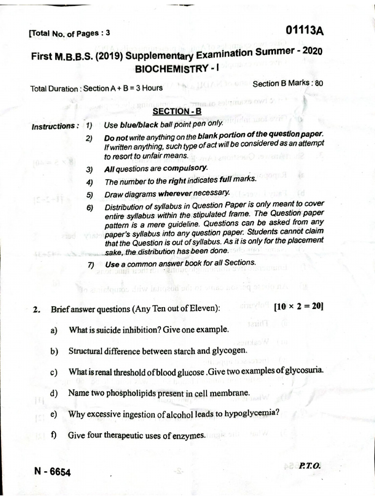 Paper 1 Muhs Biochemistry | PDF
