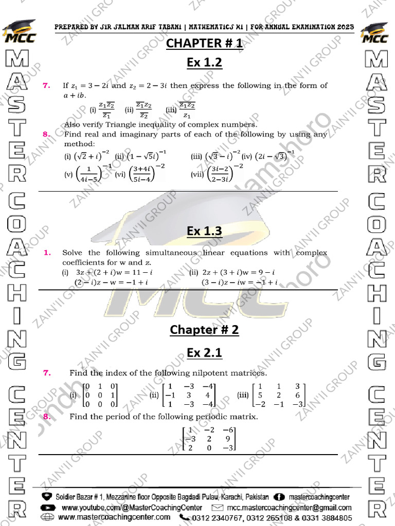 Maths XI Scheme for 2025 Exams | PDF